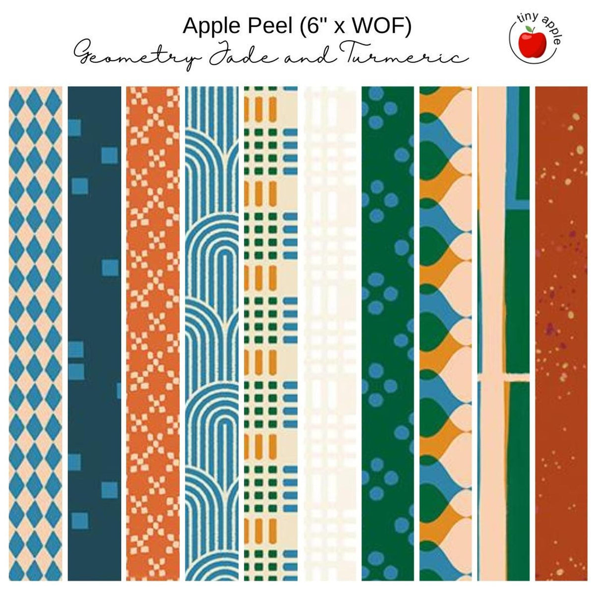 6" Apple Peels (10) - Geometry - Jade and Turmeric — Gotham Quilts