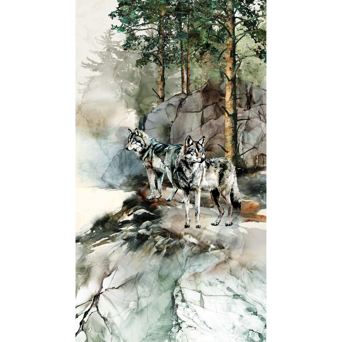 Lone Wolf by Deborah Edwards - Scenic Wolves 24" Panel — Gotham Quilts