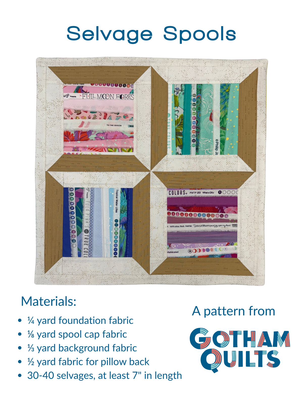 Selvage Spool Pillow FREE PDF Pattern — Gotham Quilts